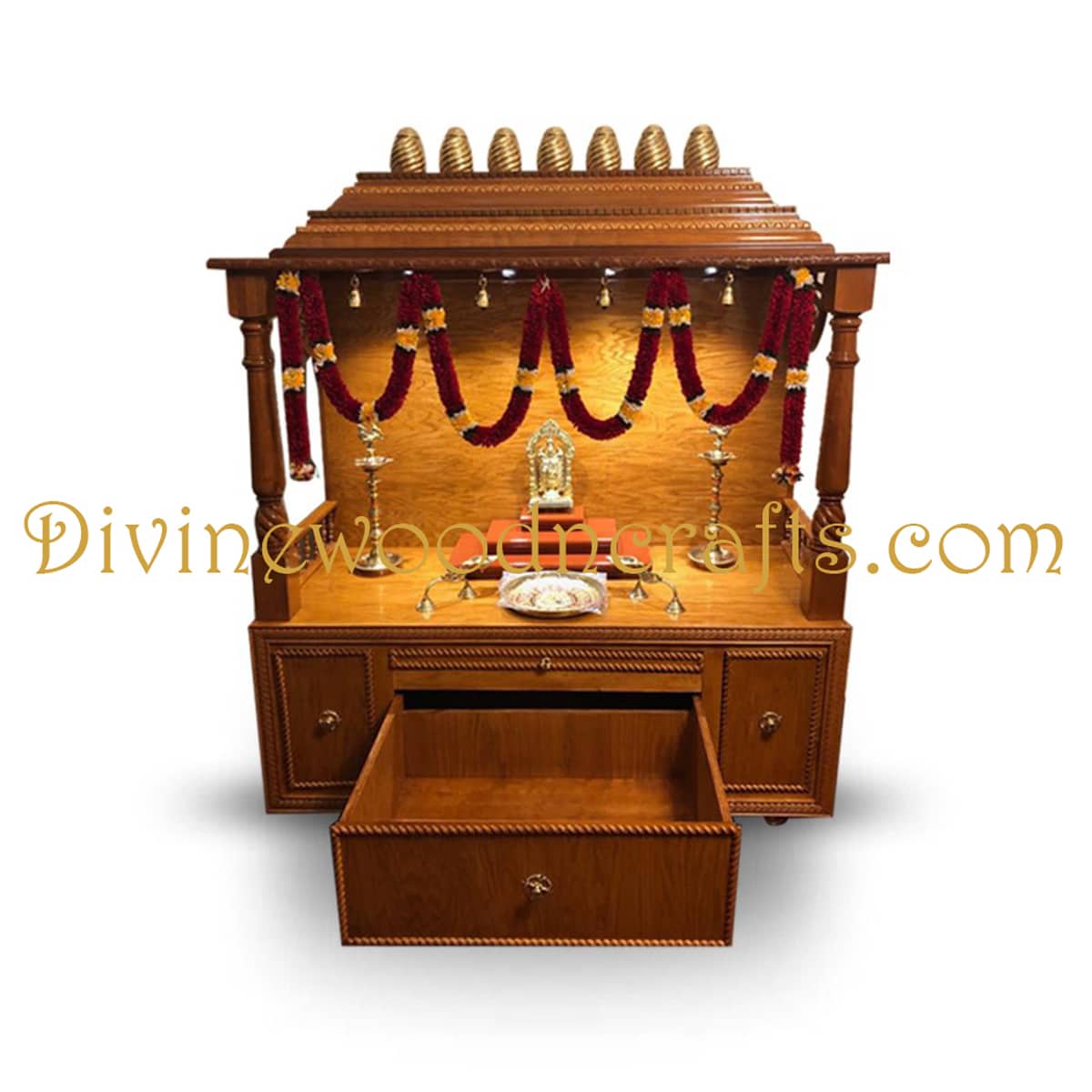 Shop 9 foot Custom Walk-In Pooja Unit | Divine Wood N Crafts