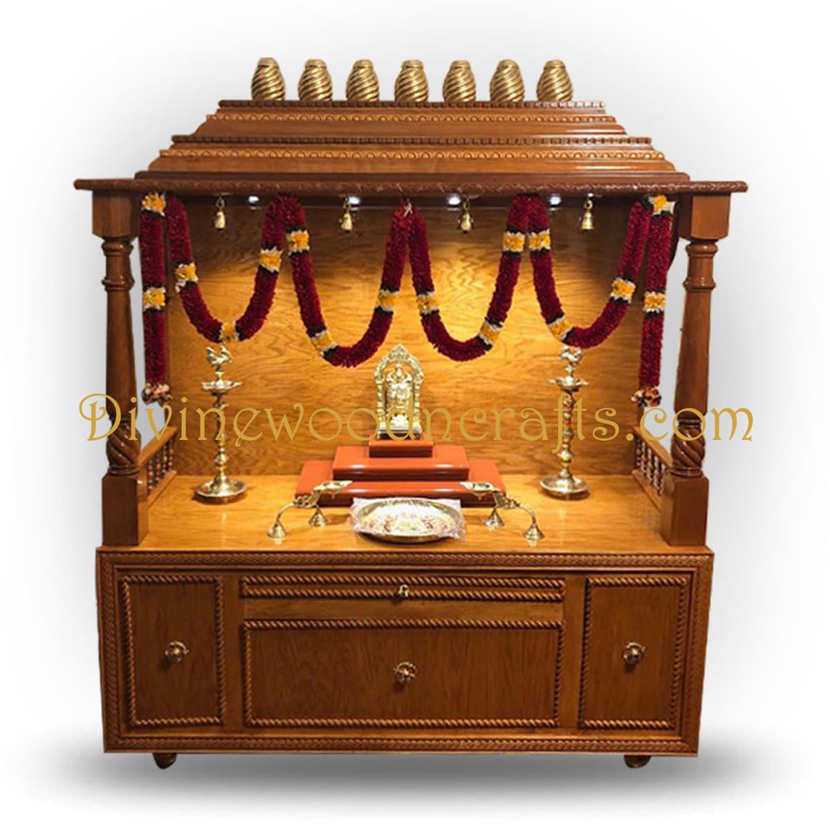 Shop 9 foot Custom Walk-In Pooja Unit | Divine Wood N Crafts