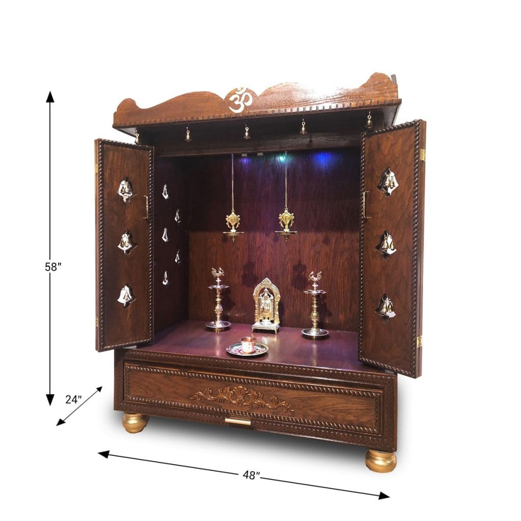 Buy 48" Semi-Closed Pooja Mandir - Wo Dome on Divine Wood N Crafts
