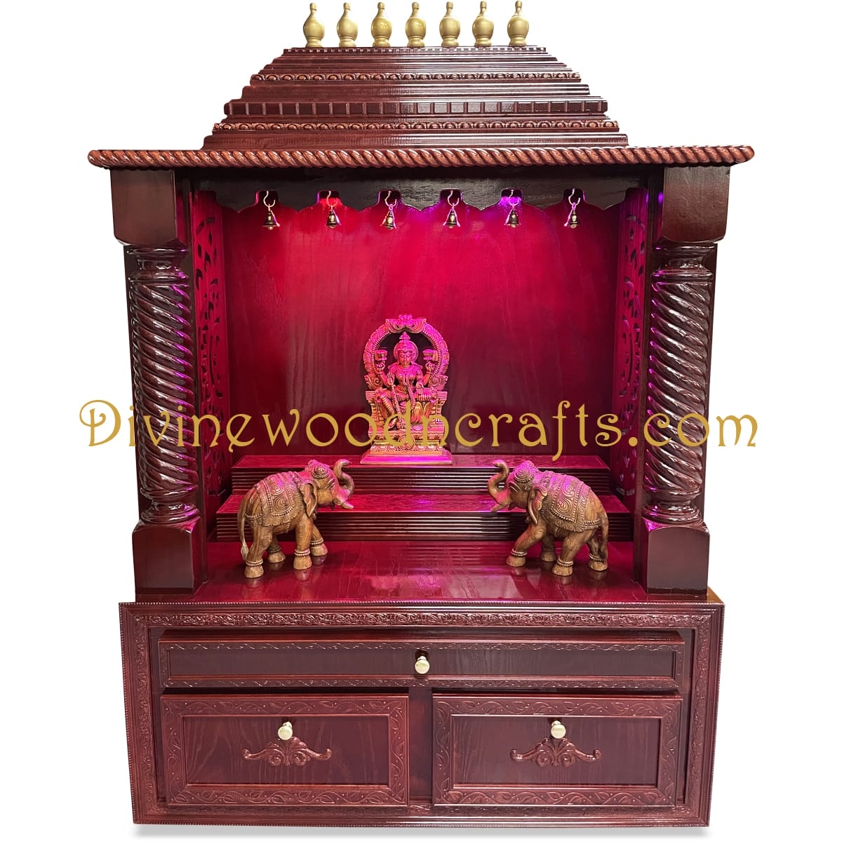 Buy 48" Semi Closed Custom Pooja Mandir M3 Online | Divine Wood N Crafts