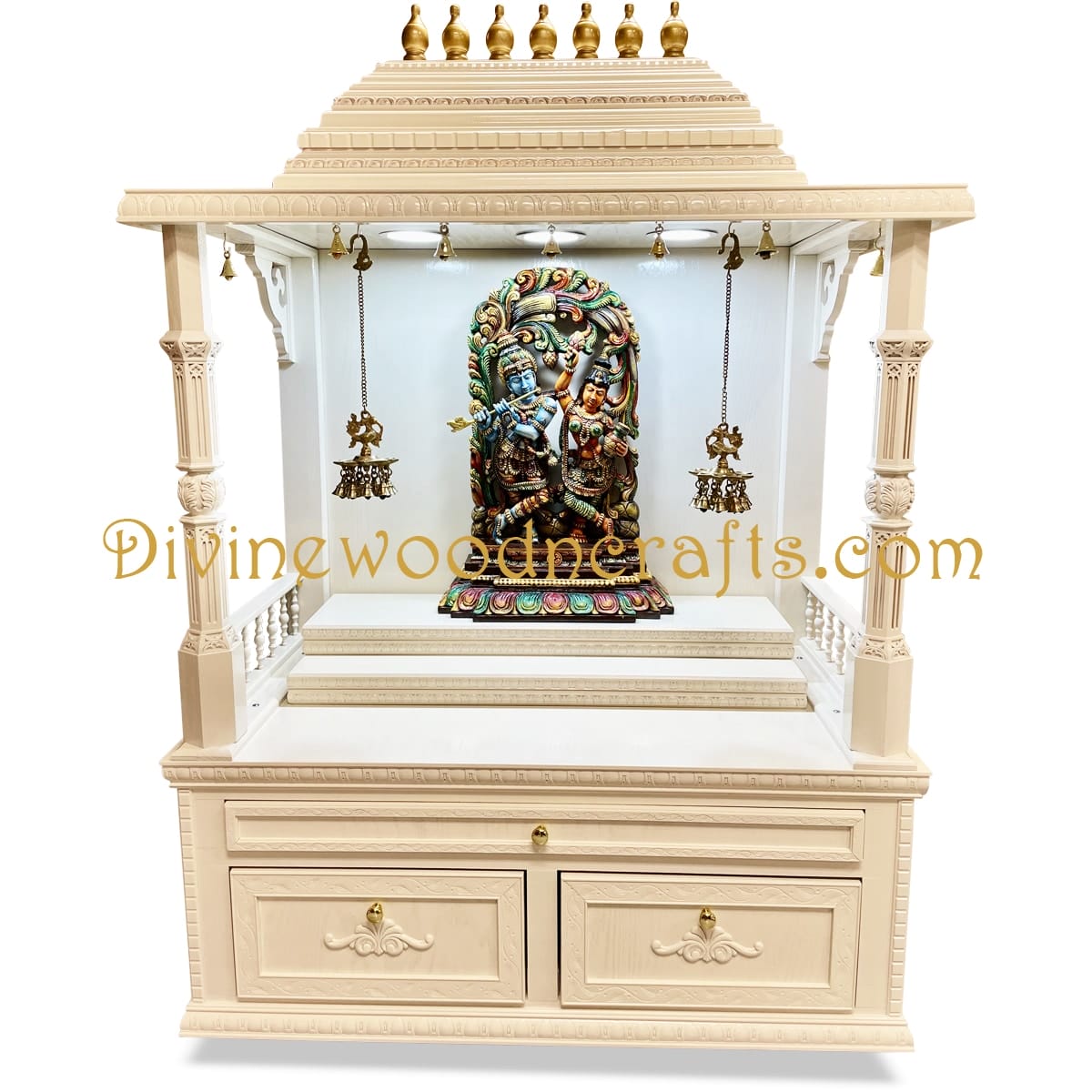 Handcrafted 48" Open Design Custom Pooja Mandir M #4