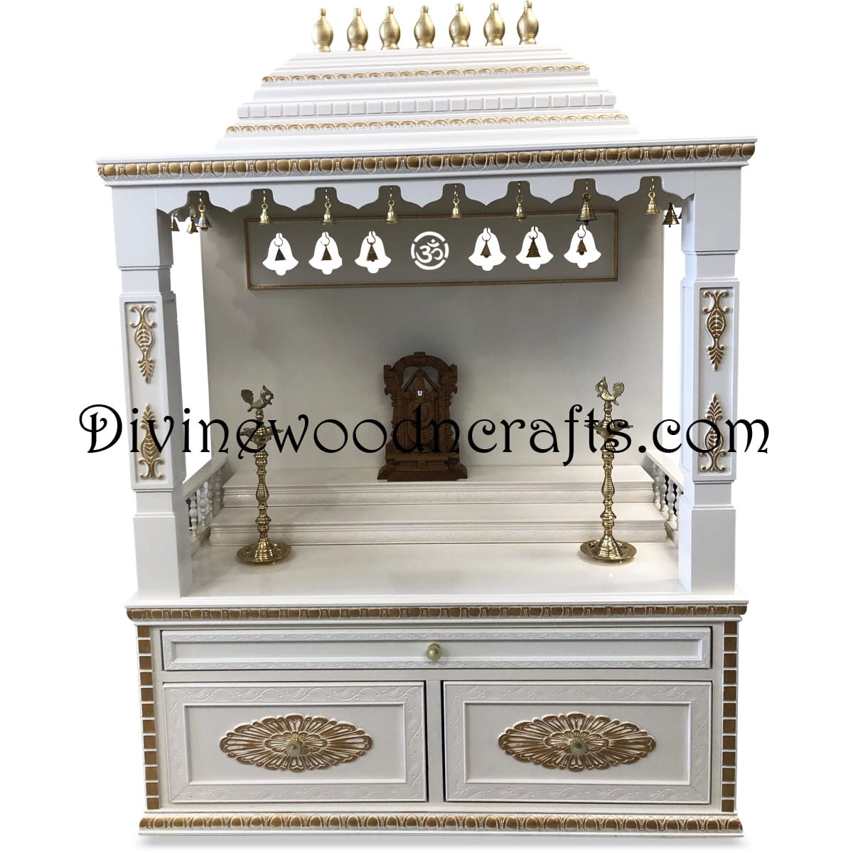 Handcrafted 48" Open Design Custom Pooja Mandir - Divine Wood N Crafts