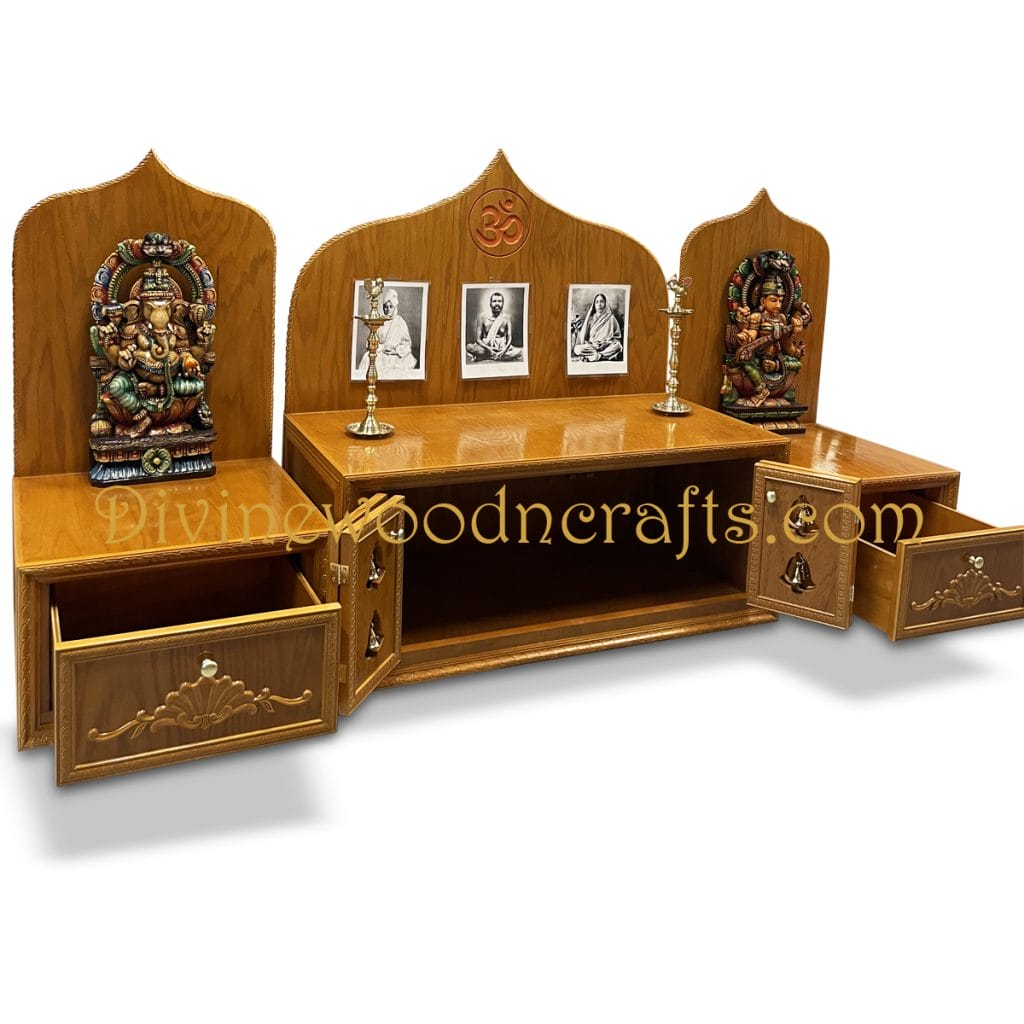 48" Custom Altar/Meditation Pooja Unit M #2(Amber) - Divinewoodncrafts