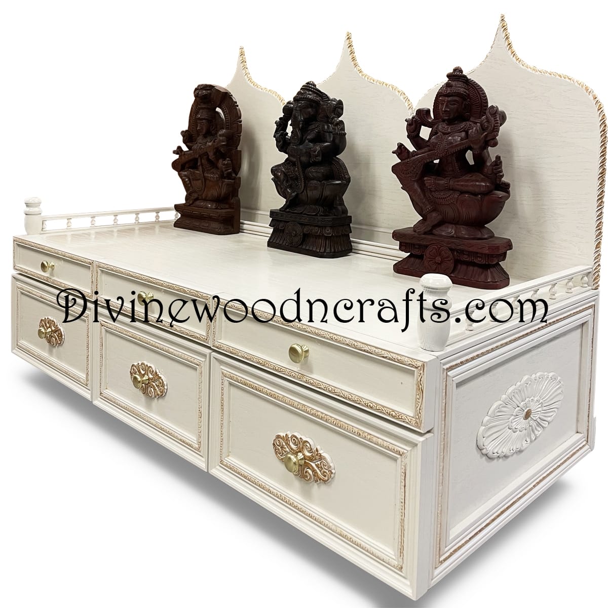 48" Custom Altar/Meditation Pooja Unit-1 | Divine Wood N Crafts
