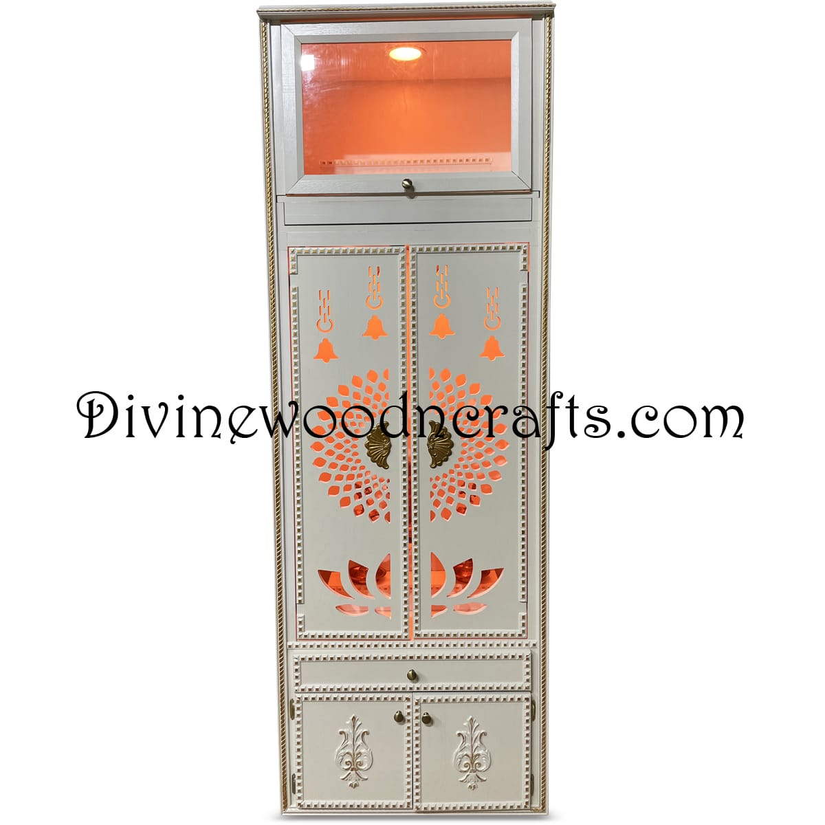 8ft Custom Walk-in Pooja Unit | Divine Wood and Crafts