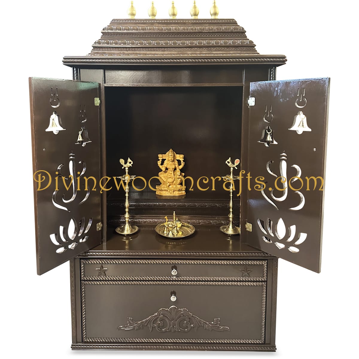 40" Closed Door Pooja Mandir M2 Mahogany - Elegant and Compact