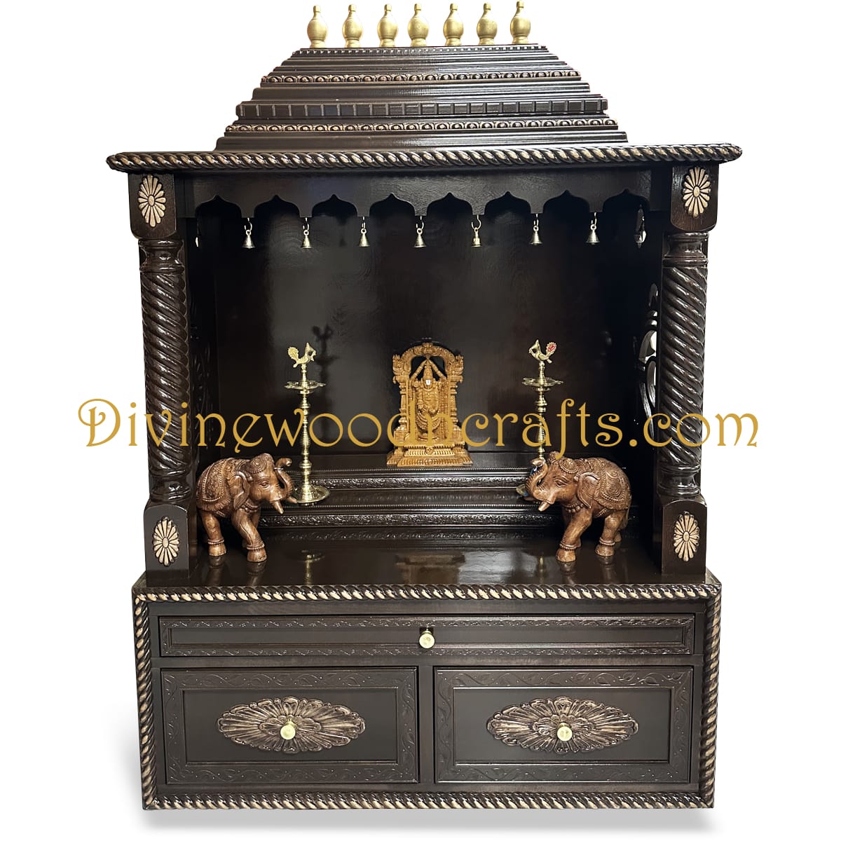 Buy 48" Semi Closed Custom Pooja Mandir M3 Online | Divine Wood N Crafts