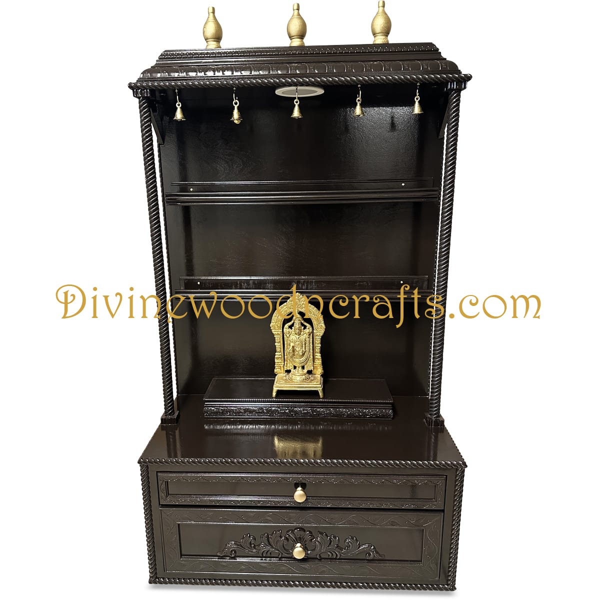 Buy 37" Closed Door Pooja Mandir M 2 in Dark Brown Online | Divine Wood ...